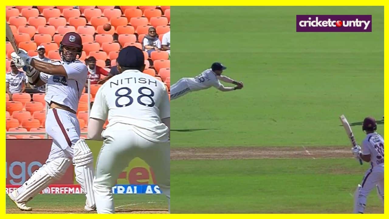 IND vs WI: Nitish Reddy takes flight, dismissed T Chanderpaul in a blind stunner!