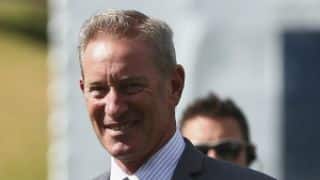 Stephen Boock celebrates his double hundred